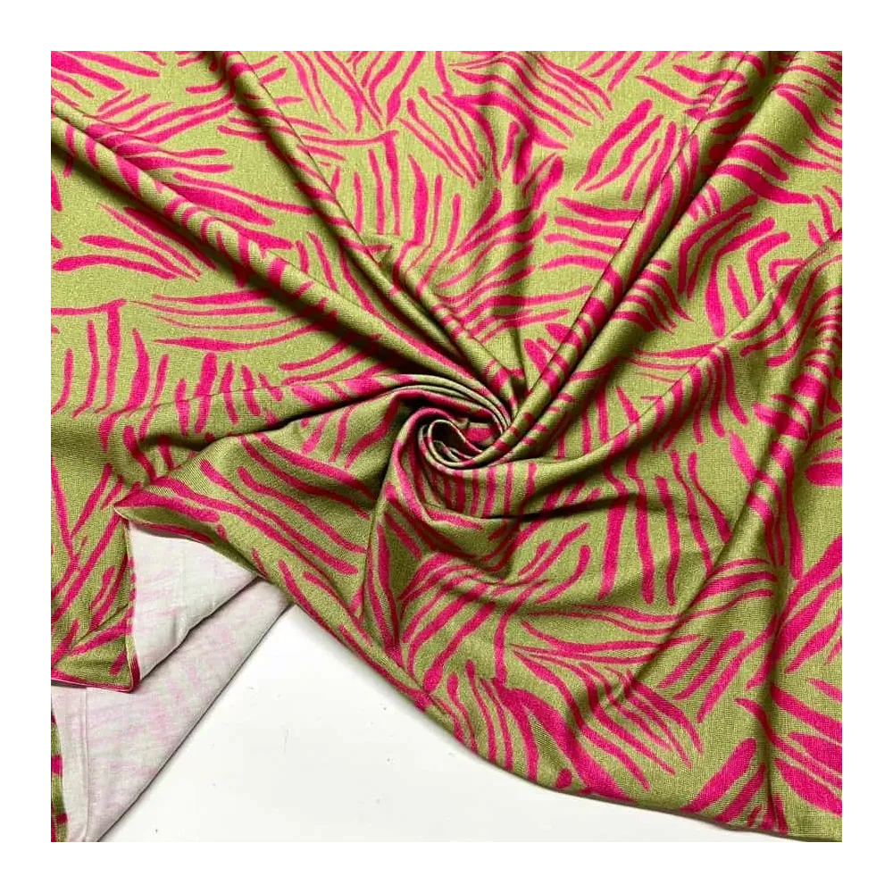 Tissu jersey coton viscose trait fantaisie multi-couleurs